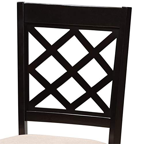 BOWERY HILL 17.9" Modern Oak Wood Dining Chair in Espresso/Beige (Set of 4)