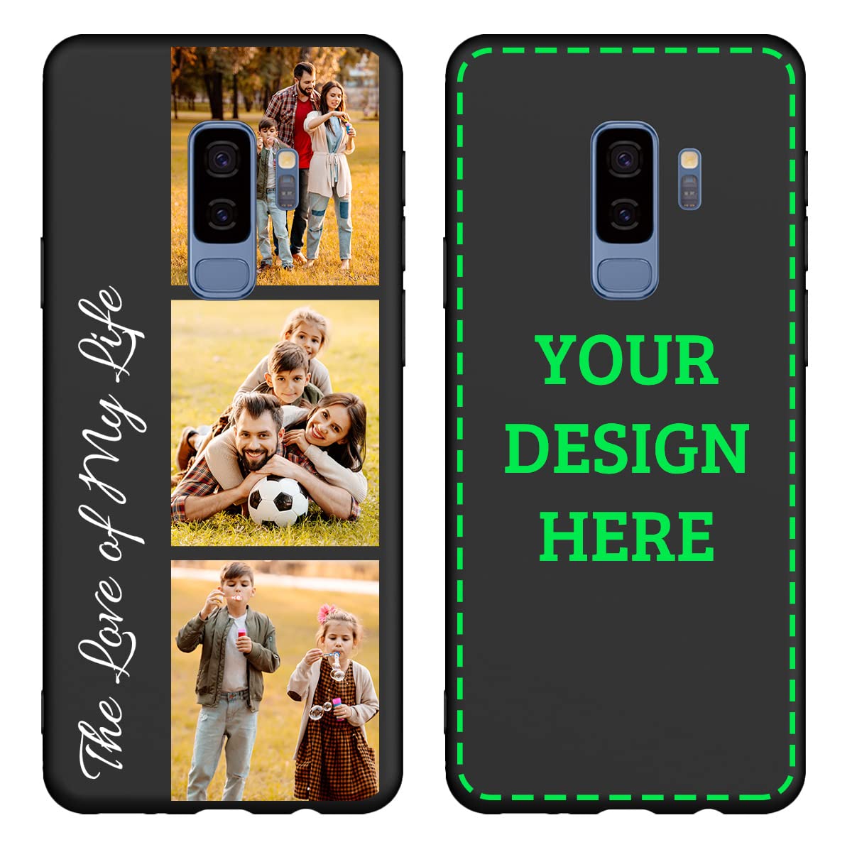 SuSuTiFy Custom Personalized Phone Case for Samsung Galaxy S9 Plus Design Your Own Multi Picture Collage Slim Soft Black Phone Cover for Family Friends Couple Gift
