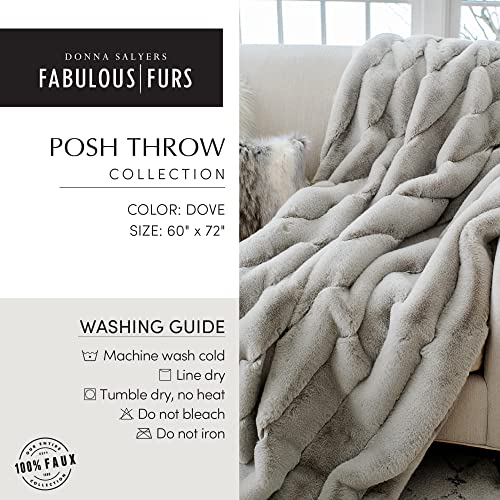Fabulous-Furs Donna Salyers Posh Faux-Fur Throw Blanket, Vegan Mink Blanket, 60x72 in, Dove