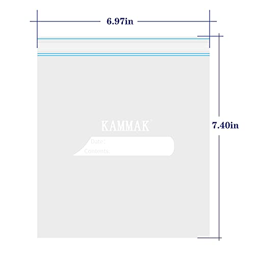 KAMMAK Quart Bags, Food Storage Bags, Reusable ZiplockĀ Bags, Grip, Open, and Close Easily (6.97 7.4 Inch 100 Count)
