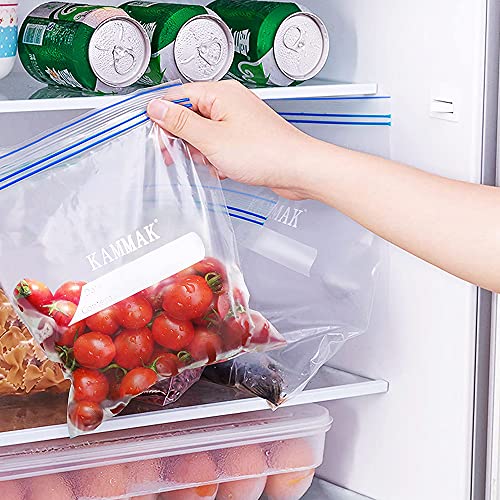 KAMMAK Quart Bags, Food Storage Bags, Reusable ZiplockĀ Bags, Grip, Open, and Close Easily (6.97 7.4 Inch 100 Count)