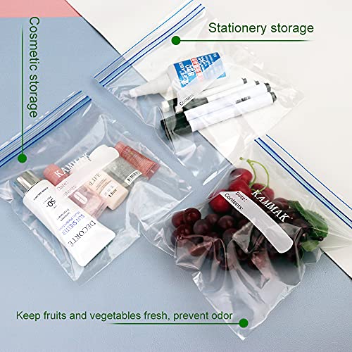 KAMMAK Quart Bags, Food Storage Bags, Reusable ZiplockĀ Bags, Grip, Open, and Close Easily (6.97 7.4 Inch 100 Count)