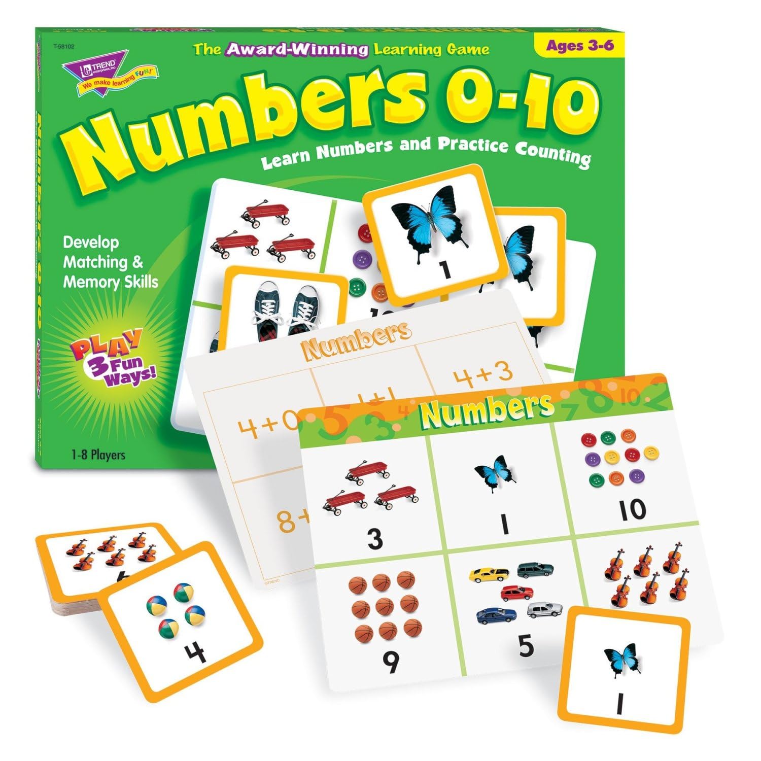 TREND ENTERPRISES: Match Me Game–Numbers 0-10, Learn Numbers and Practice Counting with Photos, Develop Matching and Memory Skills, Play 3 Fun Ways, Ages 3 and Up