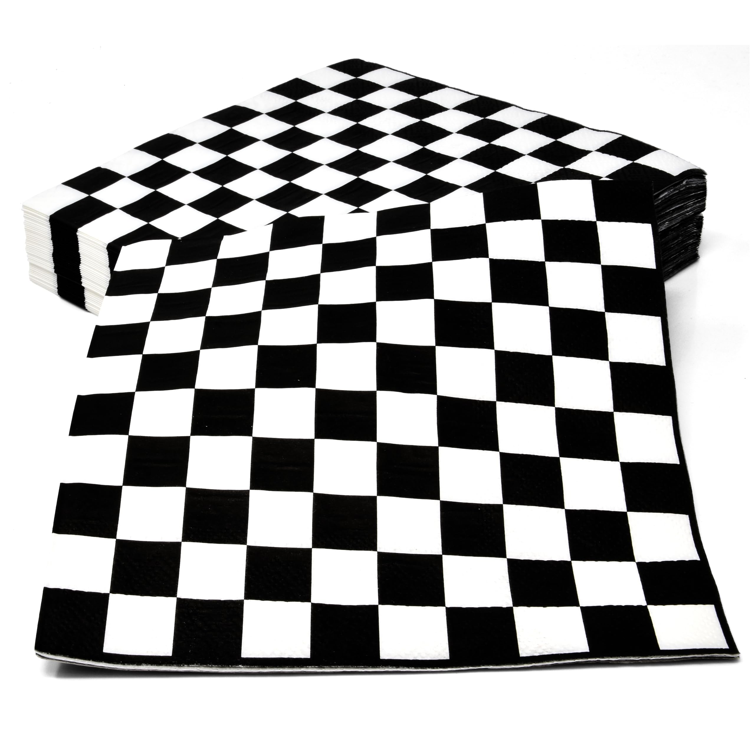 Gift Boutique 100 Black & White Checkered Luncheon Napkins Disposable Paper Checkered Plaid Lunch Napkin for Racing Car Picnic Camping Birthday Party
