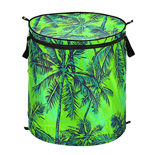 Tropical Palm Trees Green Pop Up Laundry Hamper Collapsible with Lid Dirty Clothes Hamper Laundry Basket Storage Hamper Organizer for Home, Kids Toy, Laundry Room
