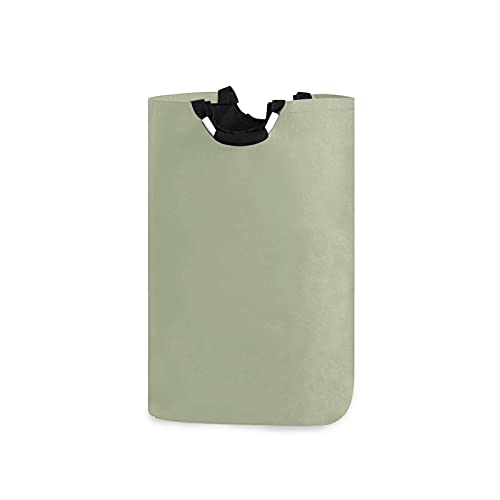 xigua Sage Green Solid Color Laundry Hamper, Large Laundry Baskets Foldable Clothes Tote with Handles Storage Bag for Family Dormitory Laundry Bathroom Closet Kids Room