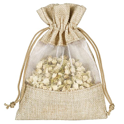 HRX Package Burlap Sheer Bags 5x7 inches, 12pcs Jute Fabric Drawstring Gift Bag Jewelry Pouches for Candy Wedding Party Favor Christmas