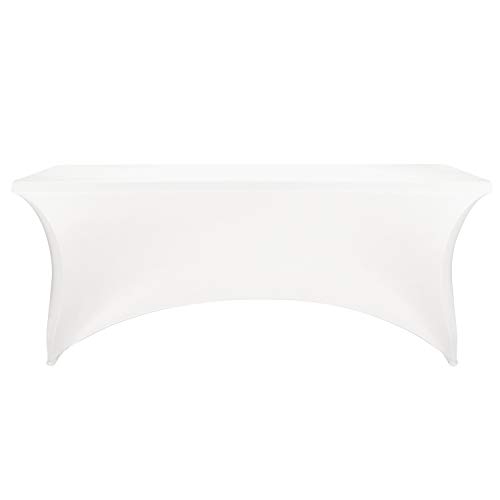 FORLIFE Spandex Table Covers 6ft,Fitted Tablecloth for 6ft Rectangular Tables, Stretch Patio Table Covers, Universal Spandex Table Cover for Wedding, Banquet, Party (6ft, White)