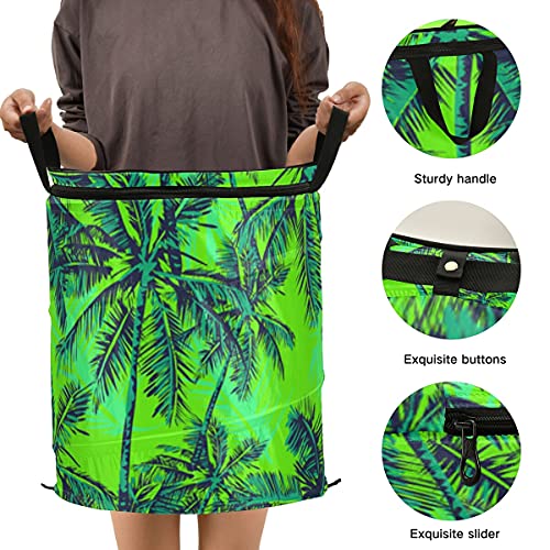 Tropical Palm Trees Green Pop Up Laundry Hamper Collapsible with Lid Dirty Clothes Hamper Laundry Basket Storage Hamper Organizer for Home, Kids Toy, Laundry Room