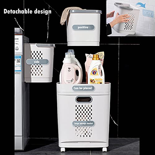 Laundry Sorter, 3 Bag Laundry Hamper Sorter with Rolling Heavy Duty Casters, Laundry Organizer Cart for Clothes Storage, Bathroom Shelf