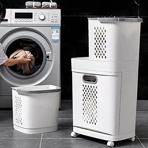 Laundry Sorter, 3 Bag Laundry Hamper Sorter with Rolling Heavy Duty Casters, Laundry Organizer Cart for Clothes Storage, Bathroom Shelf