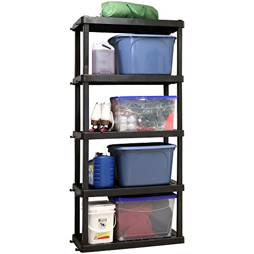 Oskar 5-Tier Storage Shelf, Interlocking Heavy Duty Shelving Unit, 750 lbs(18 x 36 x 73.8 inches), Multipurpose Organizer for Garage, Basement, Utility Shed, Workshop, Made in North America, Black