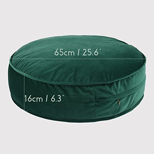 YIUOR Velvet Pouf for Nursery Floor Cushion Soft Round Throw Pillow Baby Room Seat Mattress Bean Bag Chair for Reading Nook