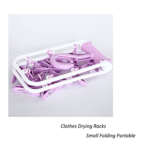 Setaria Viridis Foldable Clip Hangers Clothes Drying Racks Portable Hangers 2 Pack Socks 12 Clips Hook for Drying Towels Baby Clothes Gloves (Lavender Light Green)