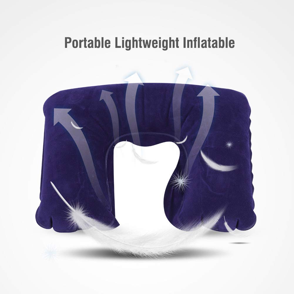 U Pillow,Portable Lightweight Soft Inflatable U Shape Neck Pillow Adults Headrest Air Cushion for Travel Home Office