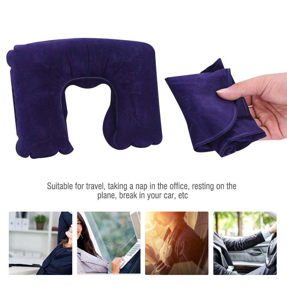 U Pillow,Portable Lightweight Soft Inflatable U Shape Neck Pillow Adults Headrest Air Cushion for Travel Home Office