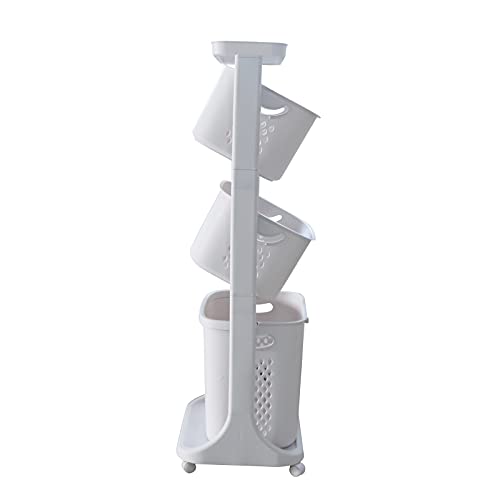 DNYSYSJ 3 Tier Laundry Storage Basket, Rolling Laundry Cart with Wheels, Laundry Sorter Hamper, Multipurpose Sorter Basket