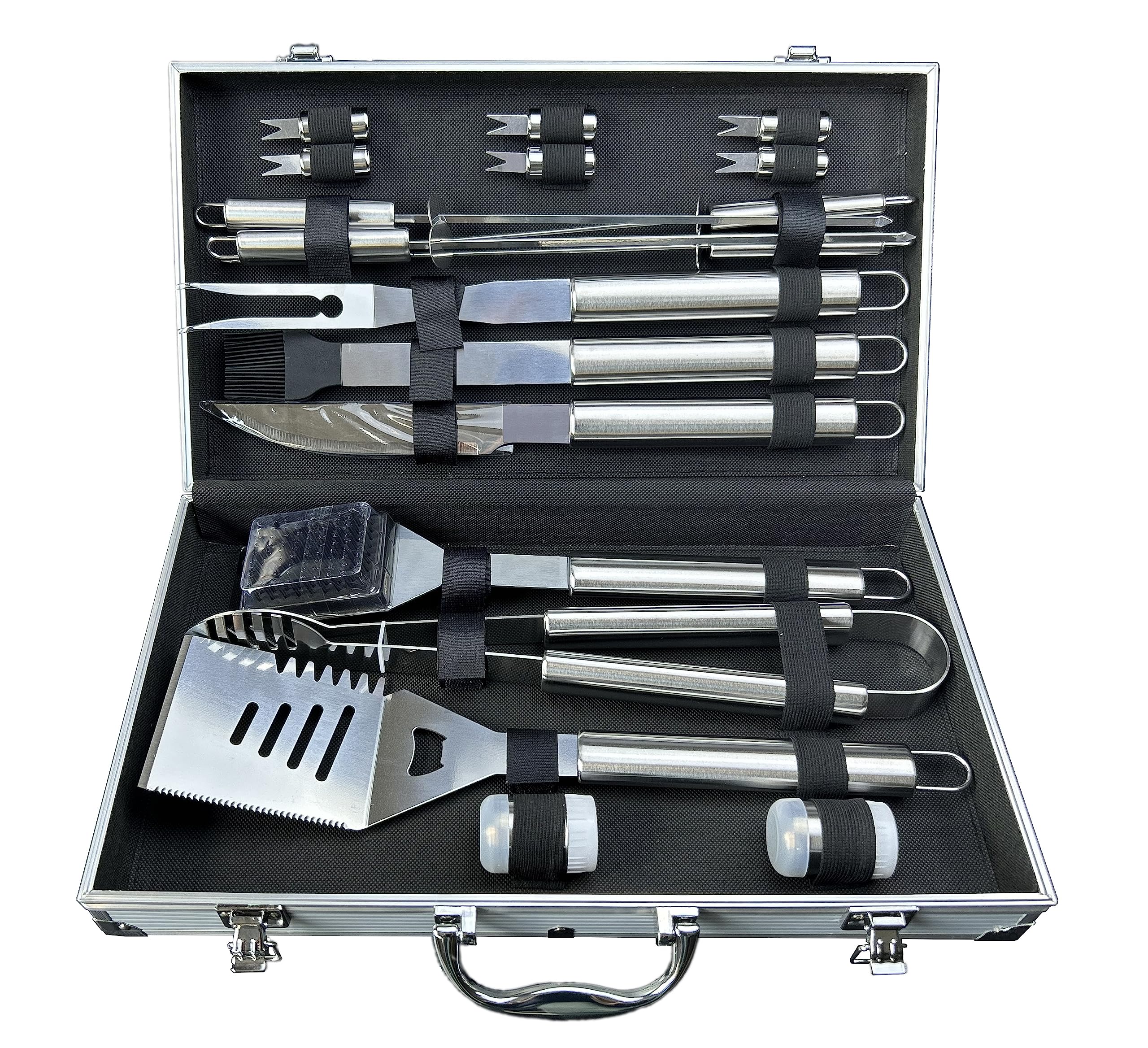 SINEYENA 19pc Heavy Duty BBQ Grill Tool Set in Case - The Very Best Grill Gift on Birthday Wedding - Professional BBQ Accessories Set for Outdoor Cooking Camping Grilling Smoking