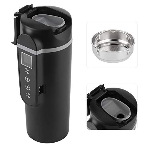 Yctze Smart Temperature Control Travel Coffee Mug 450ml 12-24V Electric Heated Travel Mug Stainless Steel Car Cup 0-100℃ Adjustable,20-25 MIN Quick Heating for heated travel mug temperature control cu