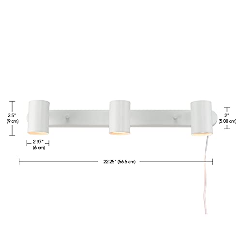 Globe Electric 60024 3-Light Plug-in Track Lighting, Matte White, 15 Foot Cord, in-Line On/Off Rocker Switch, Track Ceiling Light, Track Lighting Kit, Ceiling Light Fixture, Home Improvement