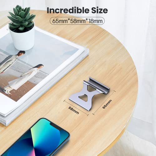 THREEKEY Mini Cell Phone Stand, Aluminum Phone Stand for Desk Compatible with All Mobile Phones, Electronic Reading Devices(4-7'') Black
