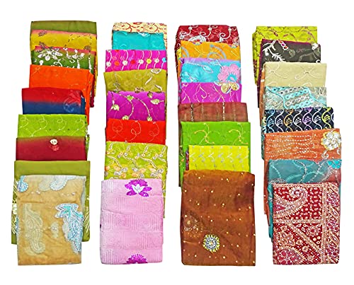 Peegli Pack of 50 Assorted Wholesale Textile Indian Dupatta Women Scarves Handmade Mixed Fabric Lot