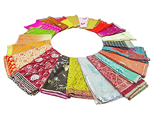 Peegli Pack of 50 Assorted Wholesale Textile Indian Dupatta Women Scarves Handmade Mixed Fabric Lot
