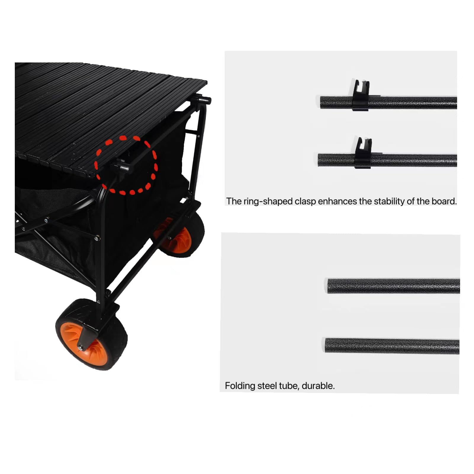 Aluminum Alloy Steel Collapsible Board Desktop for Garden Cart Foldable Wagon,Heavy Duty Foldable Metal Board for Outdoor Camping 34.64x20.87'' Black (Garden Cart not Include)