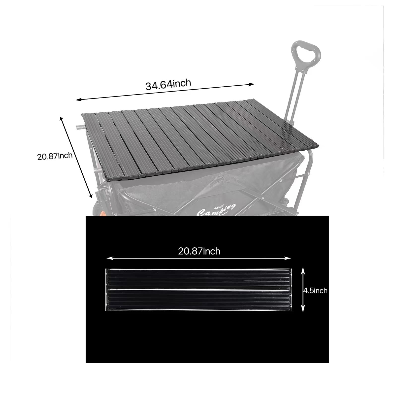 Aluminum Alloy Steel Collapsible Board Desktop for Garden Cart Foldable Wagon,Heavy Duty Foldable Metal Board for Outdoor Camping 34.64x20.87'' Black (Garden Cart not Include)