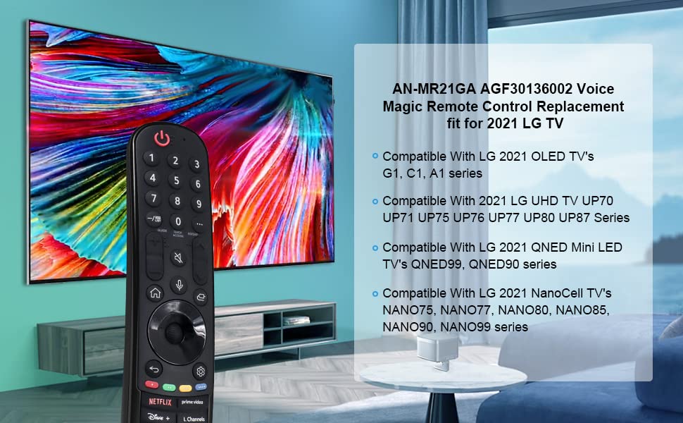 Voice Remote MR21GA AKB76036202 for 2021 LG Magic Remote with Pointer and Voice Function for LG TV Remote Control Replacement for LG OLED UHD QNED NanoCell 4K 8K Smart TVs