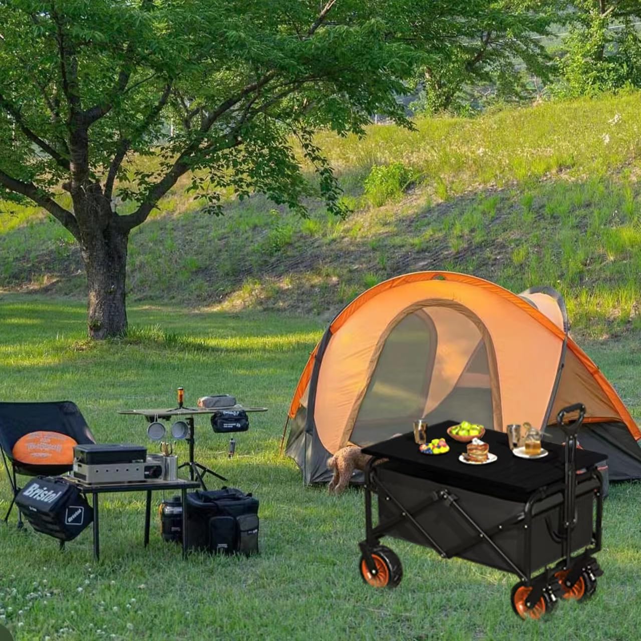 Aluminum Alloy Steel Collapsible Board Desktop for Garden Cart Foldable Wagon,Heavy Duty Foldable Metal Board for Outdoor Camping 34.64x20.87'' Black (Garden Cart not Include)