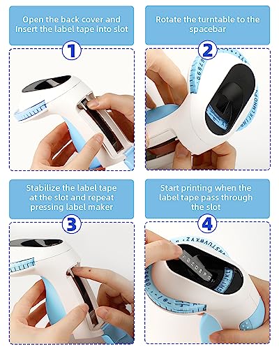 Memoqueen Embossing Label Maker Machine with 3 Tapes，Portable 3D Embosser, Handheld Mini Embossed Label Printer with 3 Label Maker Tape for Small Business Office Home and DIY Crafting-E975 Blue