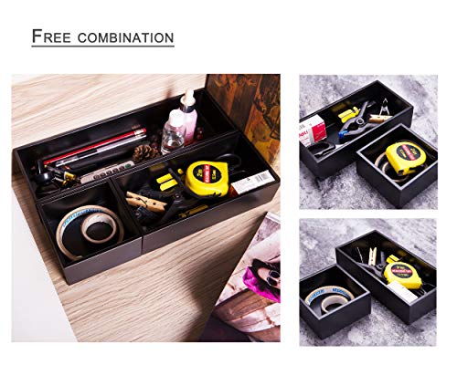 Sansnow Black Boxes Drawer Organizer Bamboo Organizer Boxes Set of 3 Black