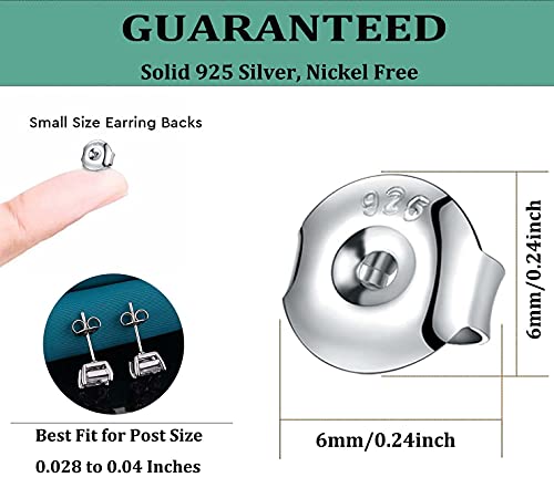 Catinee 16PCS 925 Sterling Silver Earring Backs,14k White Gold Plated Earring Backs for Studs,Hypoallergenic Secure Earring Backings for Locking Stud Earrings