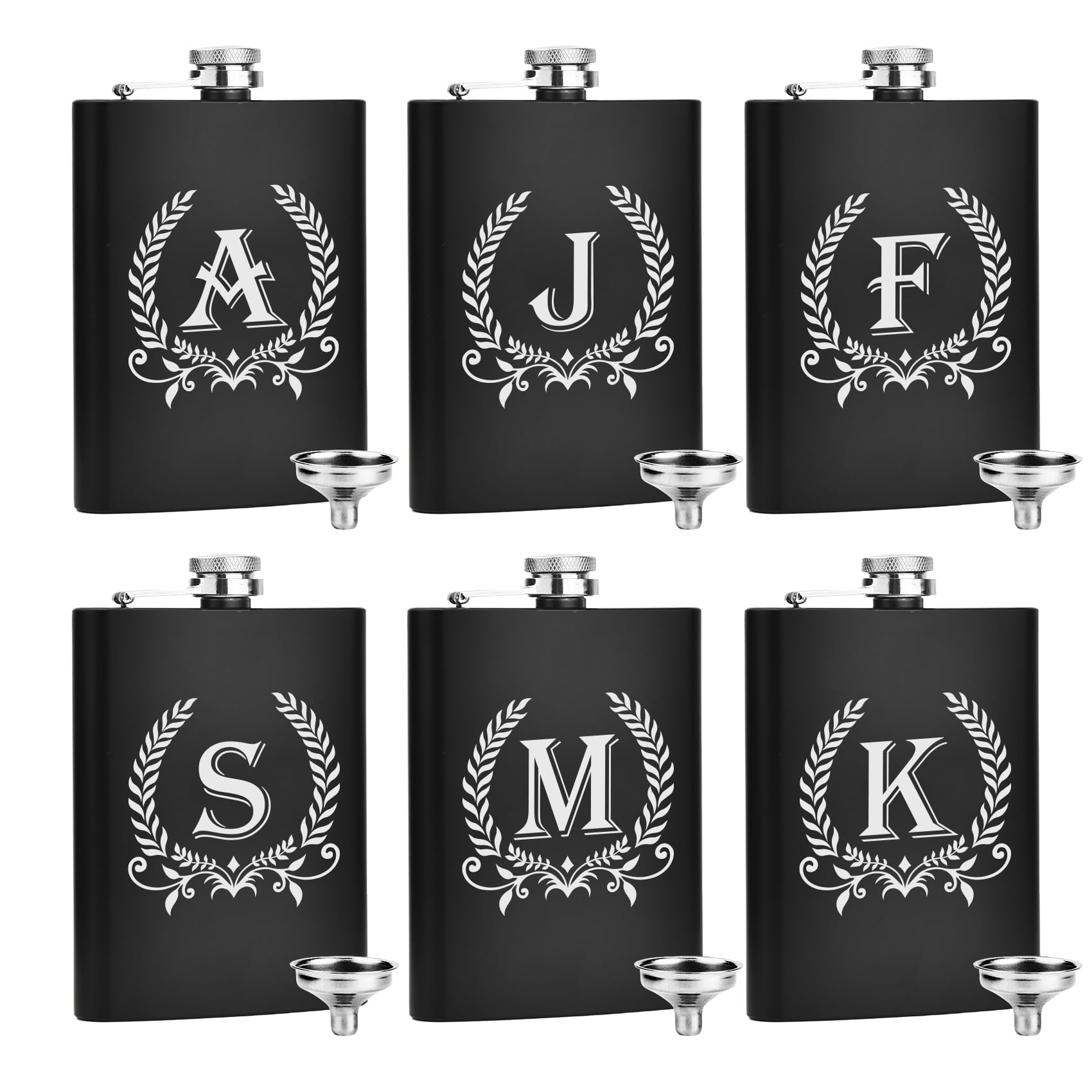 ELEGANTPARK Hip Flasks for Liquor for Men with Initials Monogrammed Gifts for Men Birthday Personalized Gifts for Him Groomsmen Dad Engraved Hip Flask with Funnel 8 OZ Letter A