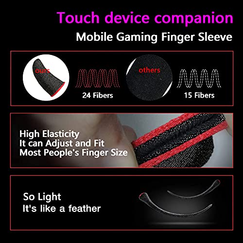 NIXBYO Gaming Finger Sleeves,8 Pieces,Anti-Sweat Breathable Using 24-Pin Silver Fiber Suitable for Most Touch Devices It Can Be Used with Both Large and Small Fingers (Black)