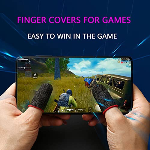 NIXBYO Gaming Finger Sleeves,8 Pieces,Anti-Sweat Breathable Using 24-Pin Silver Fiber Suitable for Most Touch Devices It Can Be Used with Both Large and Small Fingers (Black)