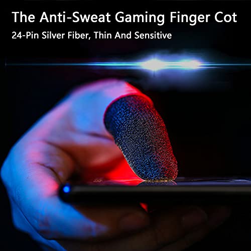 NIXBYO Gaming Finger Sleeves,8 Pieces,Anti-Sweat Breathable Using 24-Pin Silver Fiber Suitable for Most Touch Devices It Can Be Used with Both Large and Small Fingers (Black)