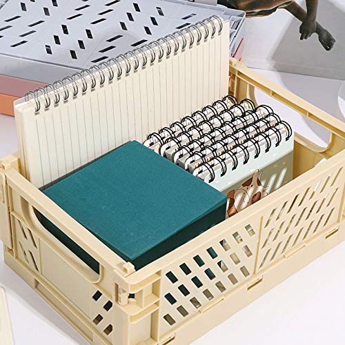 Hefddehy Collapsible Crate Plastic Folding Storage Box Basket Utility Cosmetic Container Pink