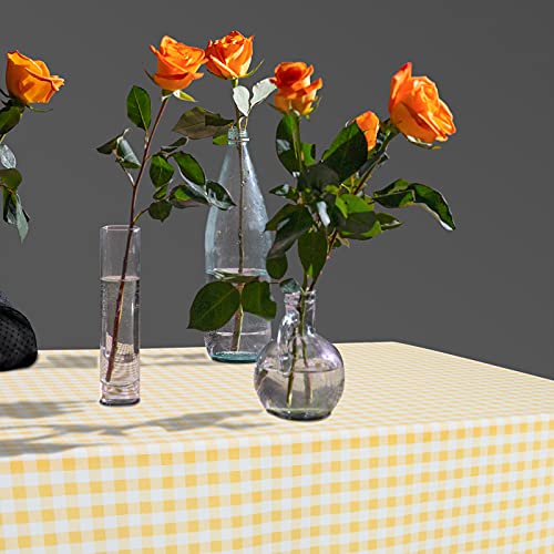 Buffelo Check Table Cloth Check Tablecloth Linen Buffalo Check Tablecloth Rustic Tablecloth (54*54", Yellow and White)