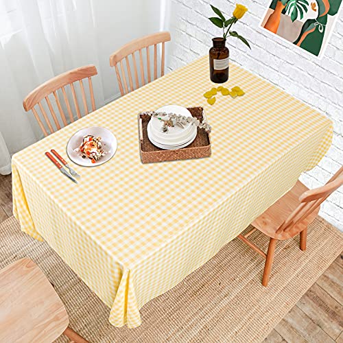 Buffelo Check Table Cloth Check Tablecloth Linen Buffalo Check Tablecloth Rustic Tablecloth (54*54", Yellow and White)