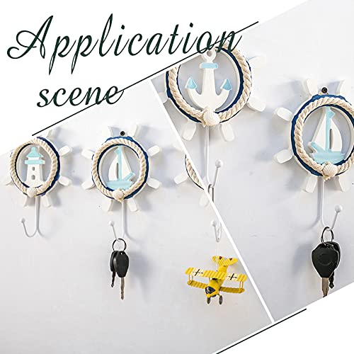 SUPERFINDINGS 3Pcs Mediterranean Style Iron Wall Hooks 3 Styles 8.3x5.9In Nautical Coat Hat Clothes Towel Wall Hooks Hanger Art Beach Coastal Decoration for Home Room Kitchen