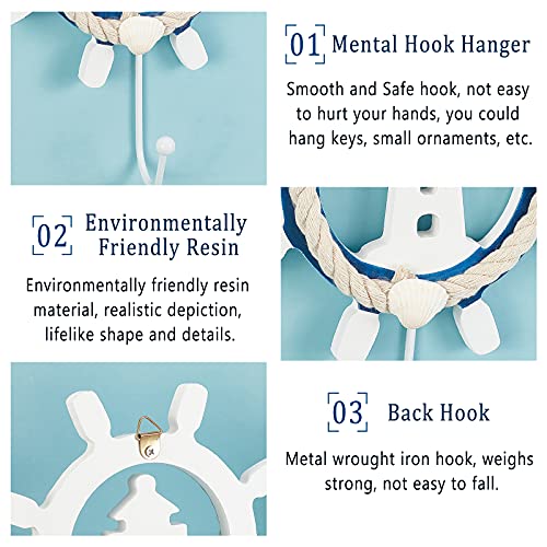 SUPERFINDINGS 3Pcs Mediterranean Style Iron Wall Hooks 3 Styles 8.3x5.9In Nautical Coat Hat Clothes Towel Wall Hooks Hanger Art Beach Coastal Decoration for Home Room Kitchen