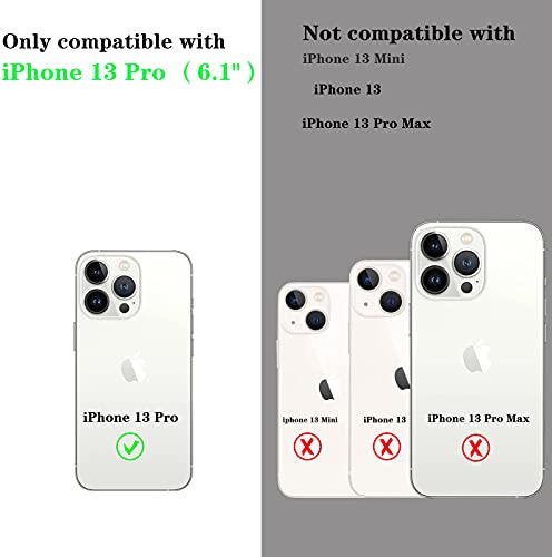 MInCYB Wallet Case Compatible with iPhone 13 Pro, Zipper Case with RFID Blocking Card Holder Slot, Magnetic Detachable Zipper Purse with Wristlet Strap, Leather Cover for iPhone 13 Pro. Black
