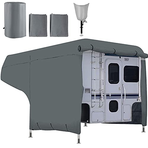VEVOR RV Cover, 10'-12' Travel Trailer RV Cover, Windproof RV & Trailer Cover, Extra-Thick 4 Layers Durable Camper Cover, Waterproof Ripstop Anti-UV for RV Motorhome with Adhesive Patch & Storage Bag