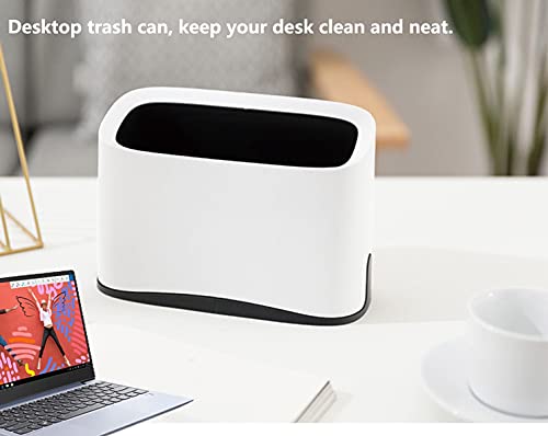 AYSUM Mini Countertop Trash Can with 100 Trash Bags, 1.5 L/0.40 Gal Tiny Desktop Trash Can, Mini Waste Basket Countertop Garbage Can for Vanity, Office, Coffee Table, Craft Room (White)