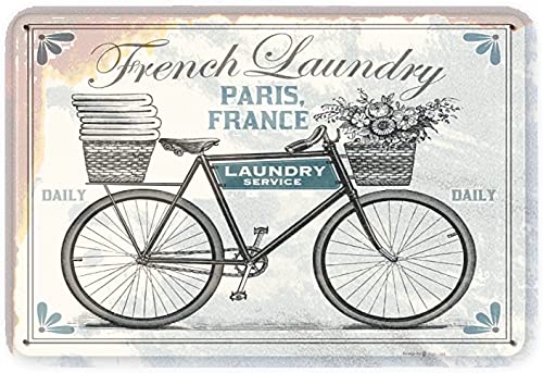J.DXHYA Tin Poster Metal Sign French Laundry Service S,Laundry Room Decor Laundry Farmhouse 8x12inches Wall Plaque Retro Vintage Signs