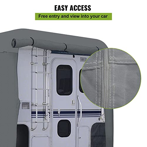 VEVOR RV Cover, 10'-12' Travel Trailer RV Cover, Windproof RV & Trailer Cover, Extra-Thick 4 Layers Durable Camper Cover, Waterproof Ripstop Anti-UV for RV Motorhome with Adhesive Patch & Storage Bag