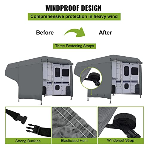 VEVOR RV Cover, 10'-12' Travel Trailer RV Cover, Windproof RV & Trailer Cover, Extra-Thick 4 Layers Durable Camper Cover, Waterproof Ripstop Anti-UV for RV Motorhome with Adhesive Patch & Storage Bag