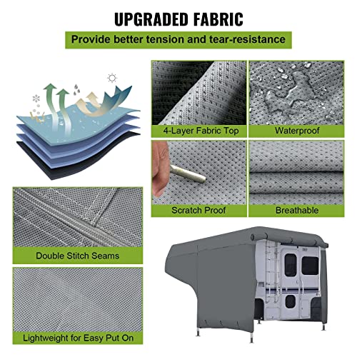 VEVOR RV Cover, 10'-12' Travel Trailer RV Cover, Windproof RV & Trailer Cover, Extra-Thick 4 Layers Durable Camper Cover, Waterproof Ripstop Anti-UV for RV Motorhome with Adhesive Patch & Storage Bag
